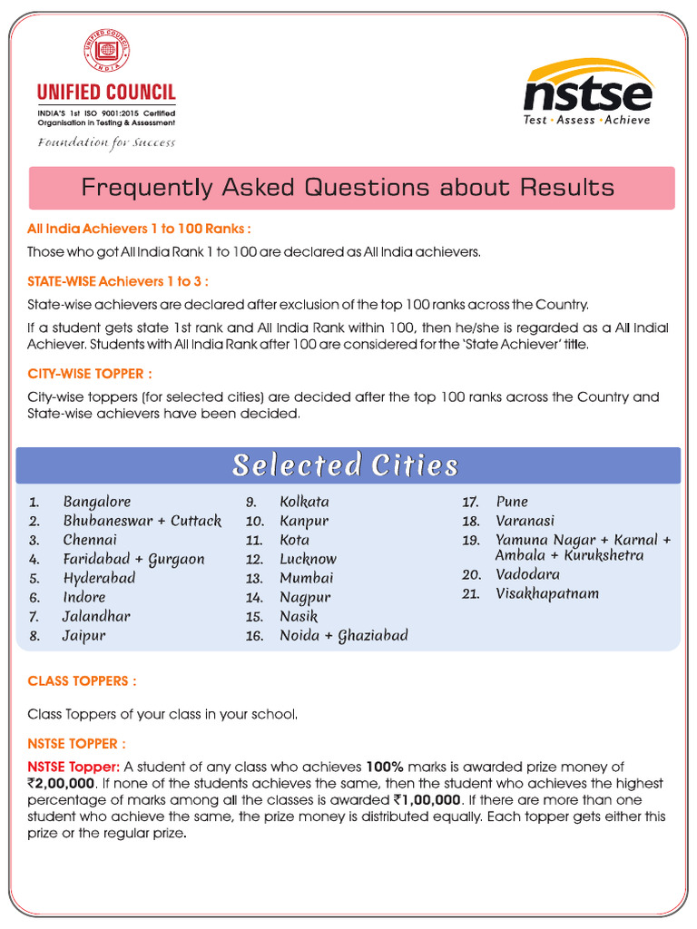 Nstse Faqs | PDF
