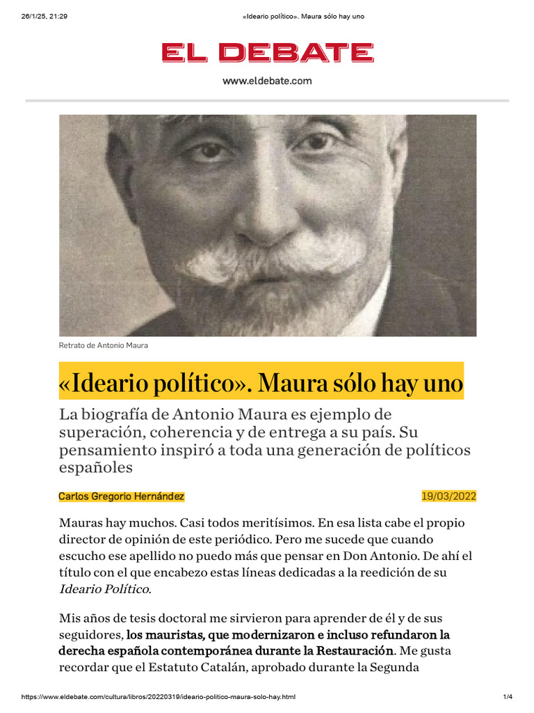 Biografía y legado de Antonio Maura | PDF | España | Política de españa