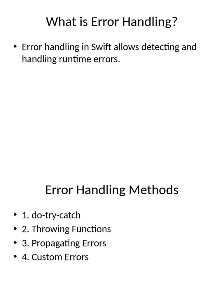 Error Handling in Swift | PDF