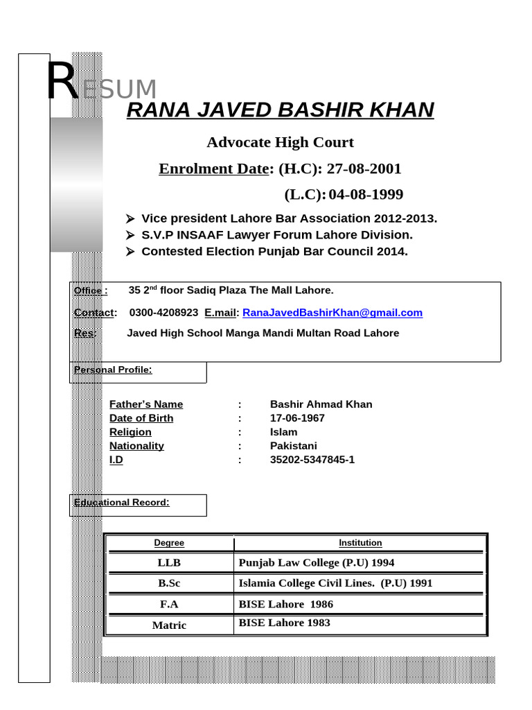Javed Bashir CV | PDF