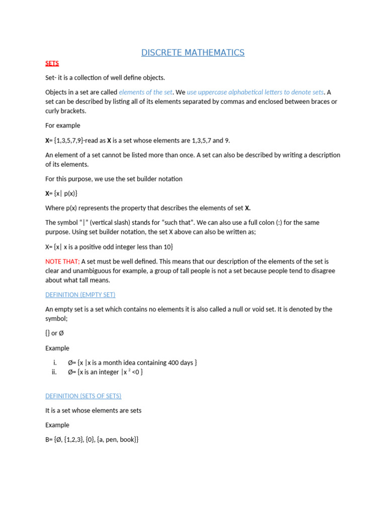 Discrete Mathematics Revision | PDF | Set (Mathematics) | Bracket