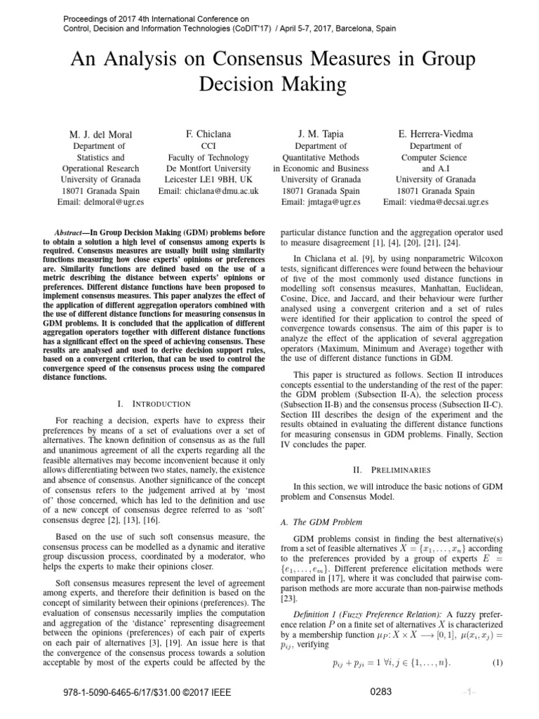AnanalysisonconsensusmeasuresinGDM Del Moral Chiclana Tapia Herrera-Viedma Ieeeconf 2017 | PDF ...