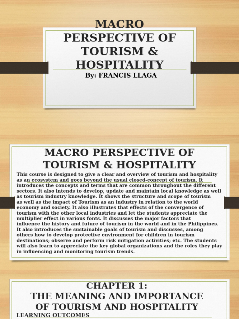 Macro Perspective of Tourism & Hospitality | PDF | Tourism | Hotel