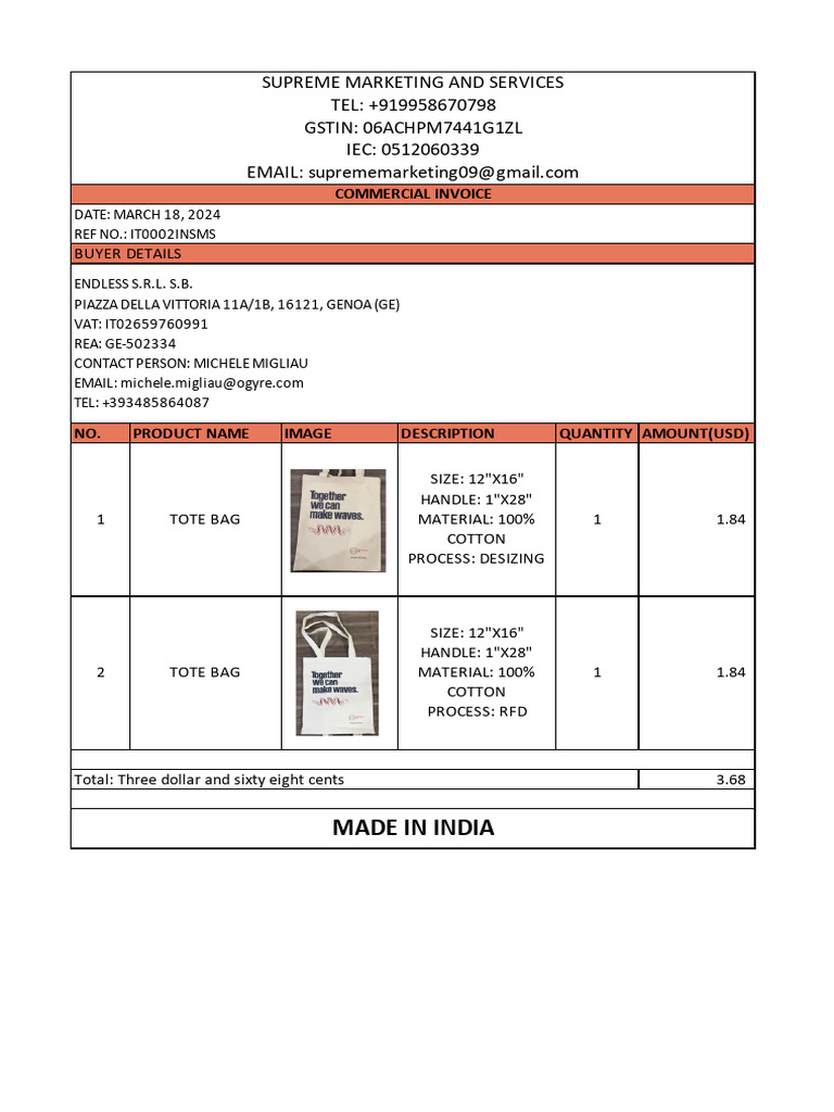 Commercial Invoice2 | PDF