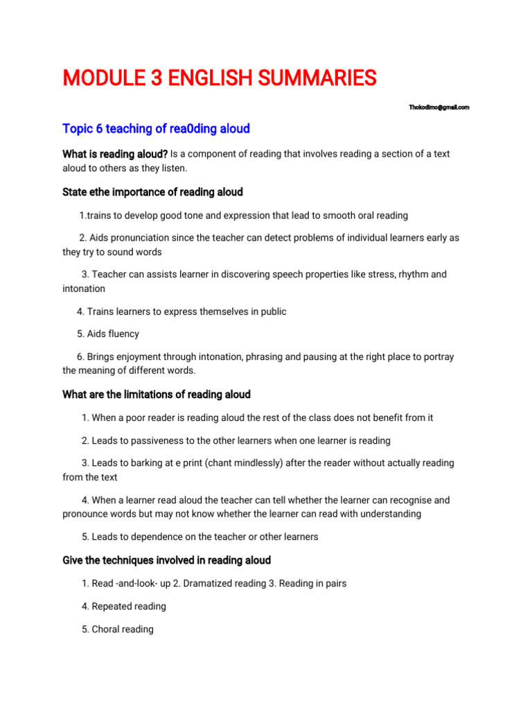 English Module 3 Summaries | PDF