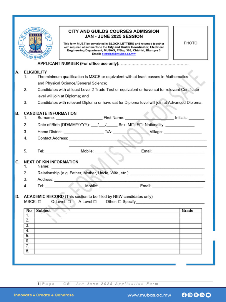 CG Admission Form Jan-June 2025 | PDF | Engineering | Educational Stages