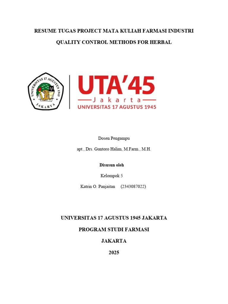RESUME TUGAS PROJECT MATA KULIAH FARMASI INDUSTRI | PDF