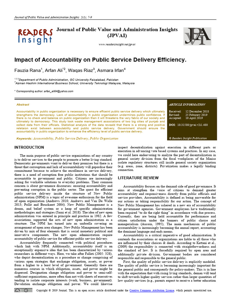 Impact - of - Accountability - On - Public - Service Delivery | PDF | Analysis Of Variance ...