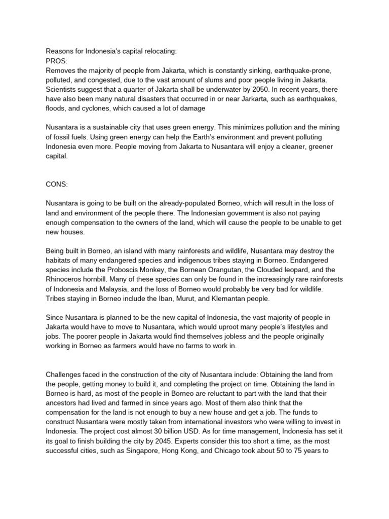 Reasons For Indonesia - S Capital Relocating | PDF | Borneo | Natural ...