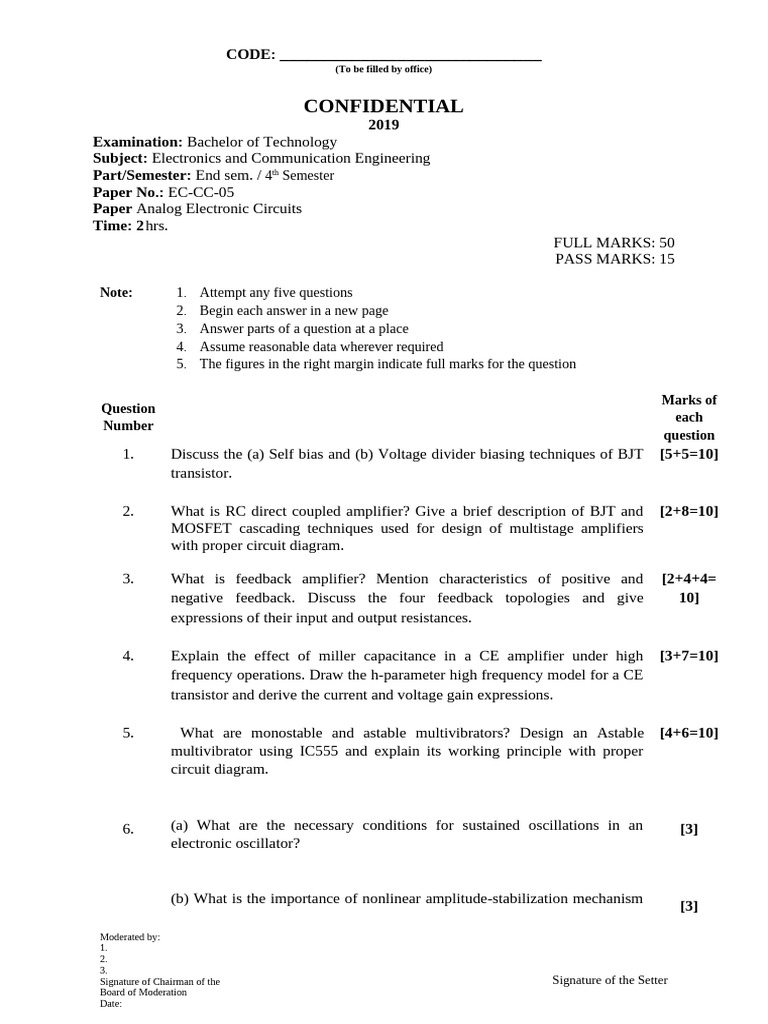 Analog Electronics Circuits - EC-CC-05 - ENDSEM | PDF | Electronic Oscillator | Amplifier