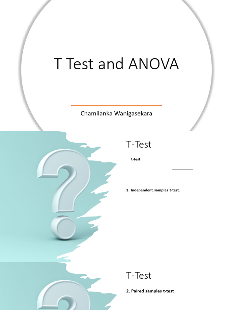 T-Test and ANOVA Explained | PDF | Student's T Test | Analysis Of Variance