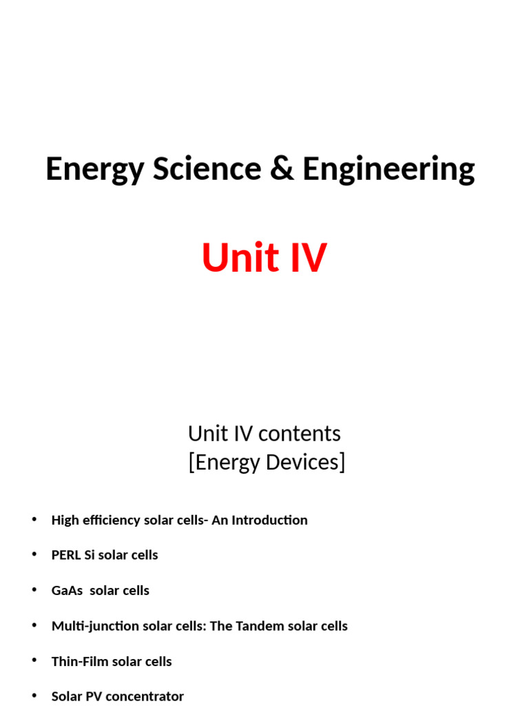 Ese PPT Unit IV | PDF | Solar Cell | Gallium Arsenide
