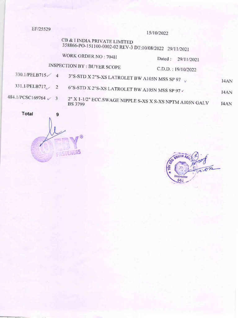 Work Order 704H Inspection Report | PDF