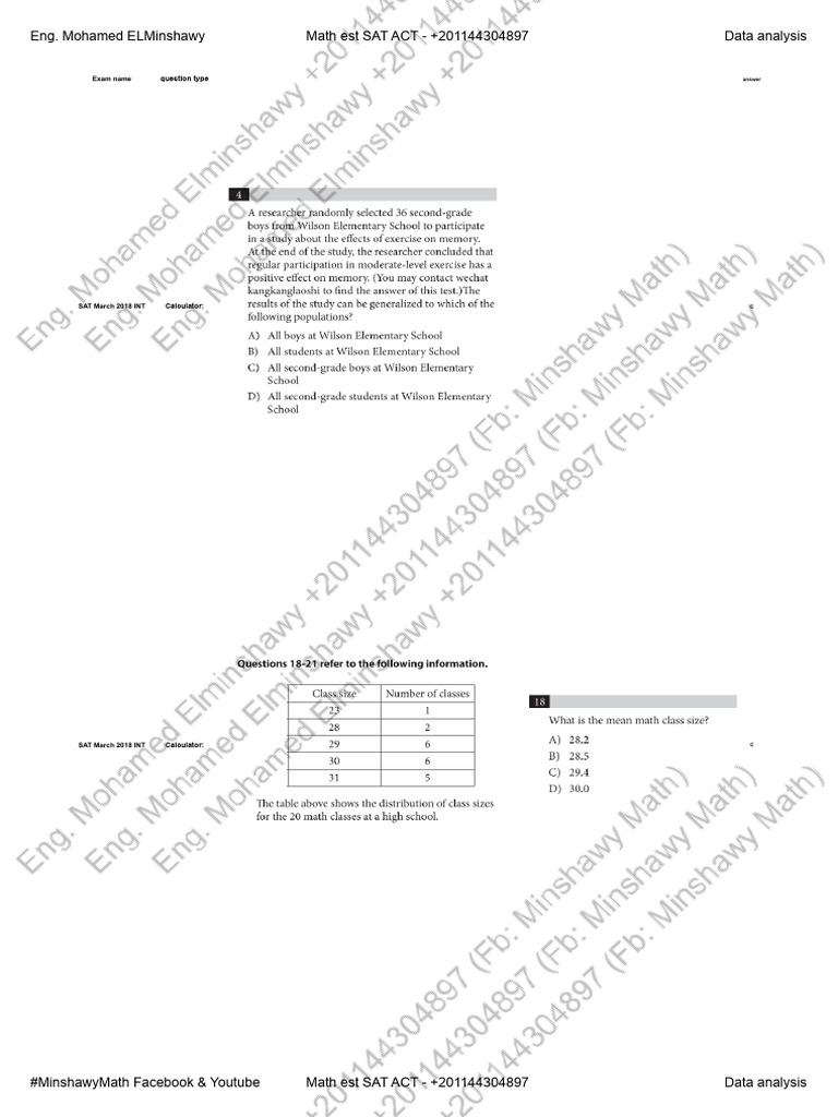 Data Analysis - Mr. Mohamed Elminshawy | PDF | Sat | Mathematics