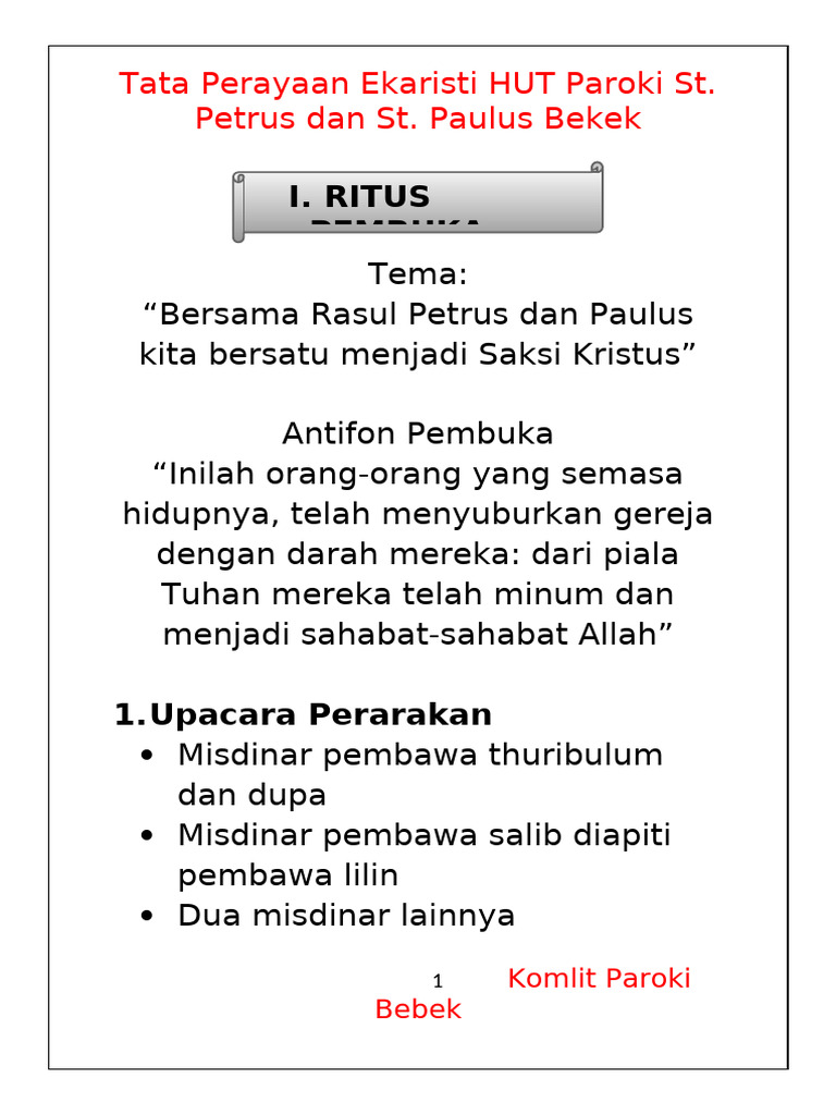 Tpe Hut Paroki Bekek | PDF