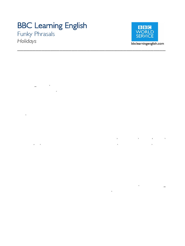 Funky Phrasals: Holiday Travel Tips | PDF