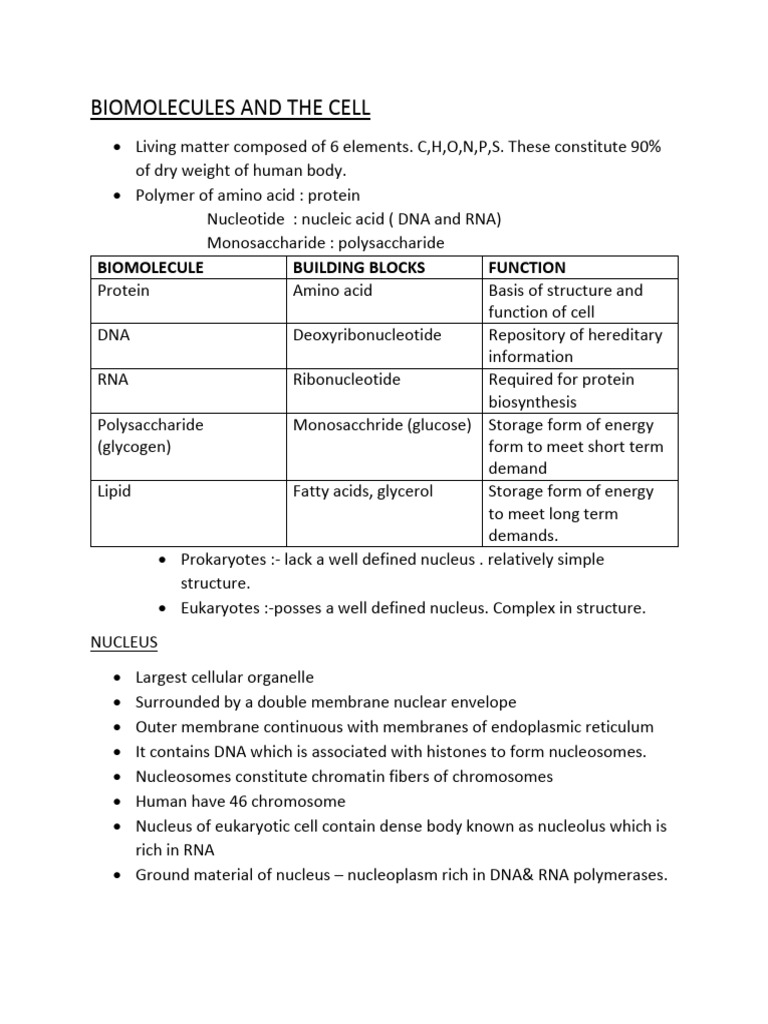 Biomolecules and Cell - Biochemistry | PDF | Lysosome | Cell Nucleus