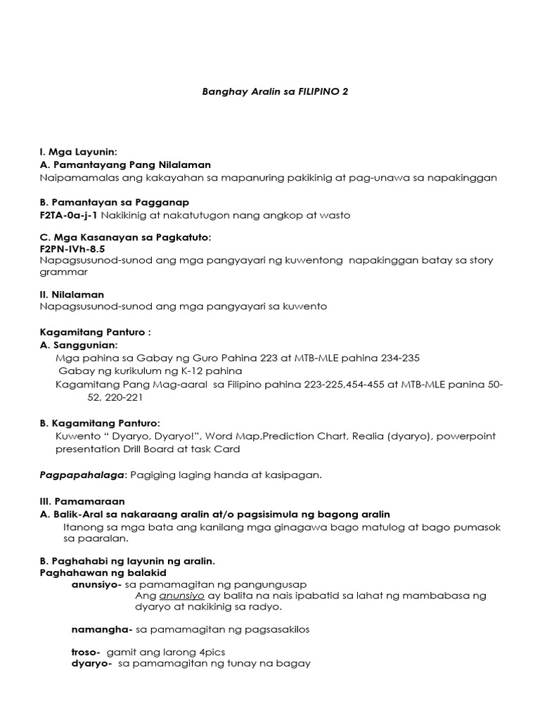 Cot - DLP - Filipino 2 | PDF