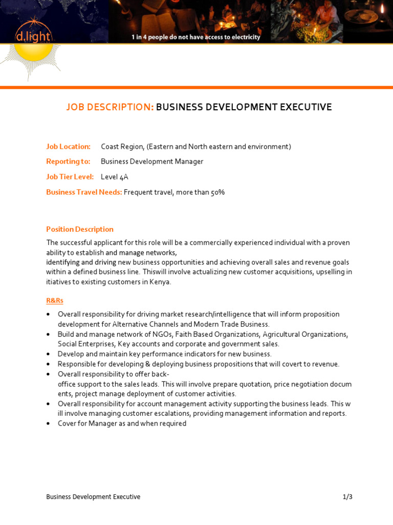 Business Development Executive Job Opening | PDF | Entrepreneurship ...