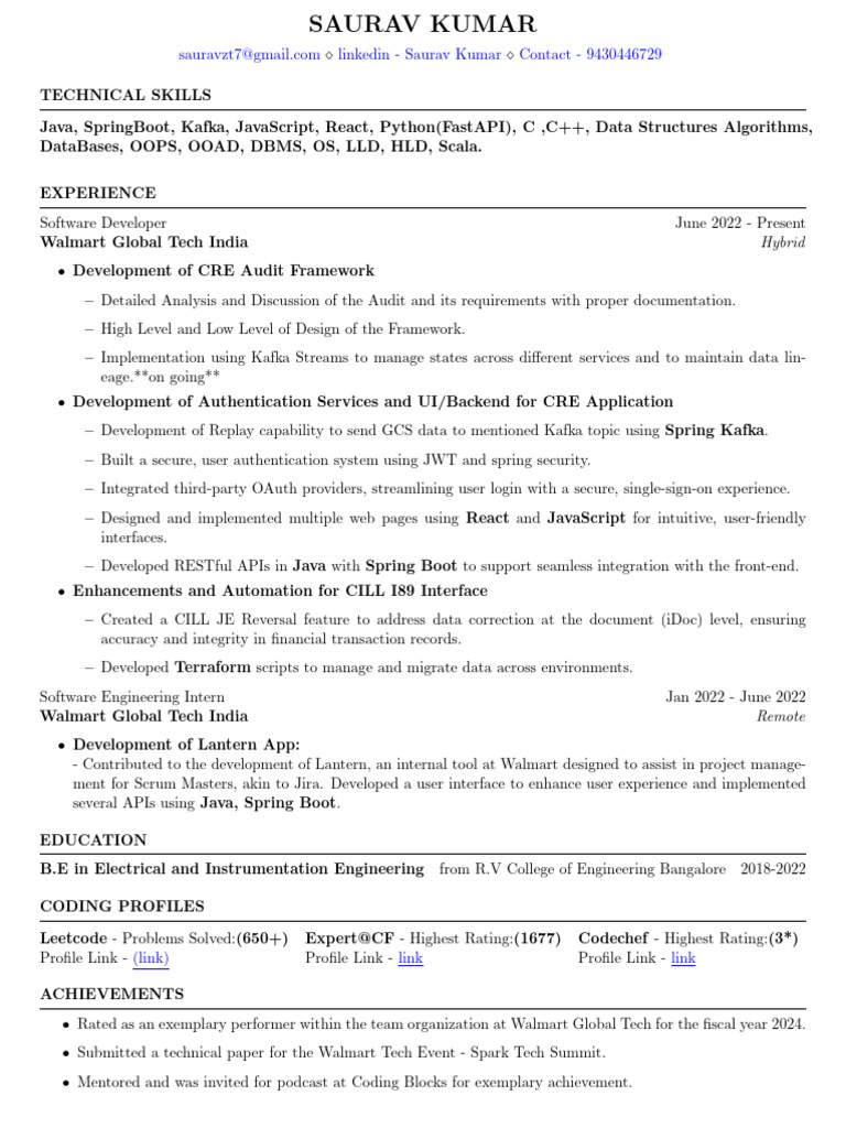 SAURAV_RESUME_3rd_DEC | PDF | Databases | Computer Programming