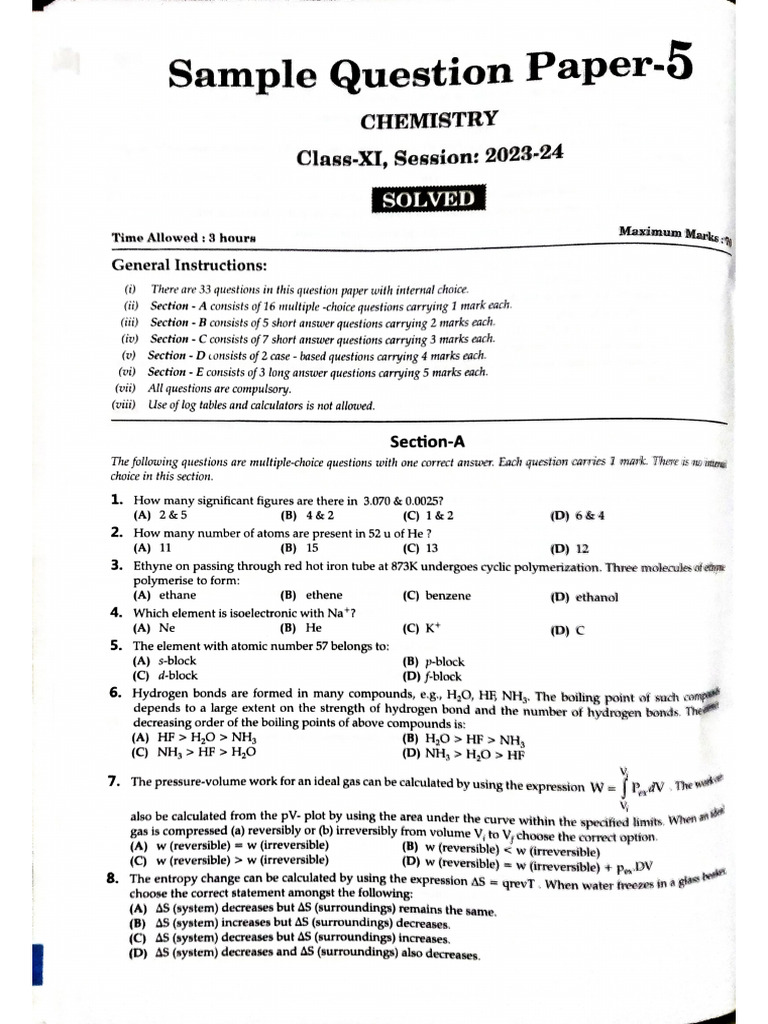 Sample Paper 5 | PDF