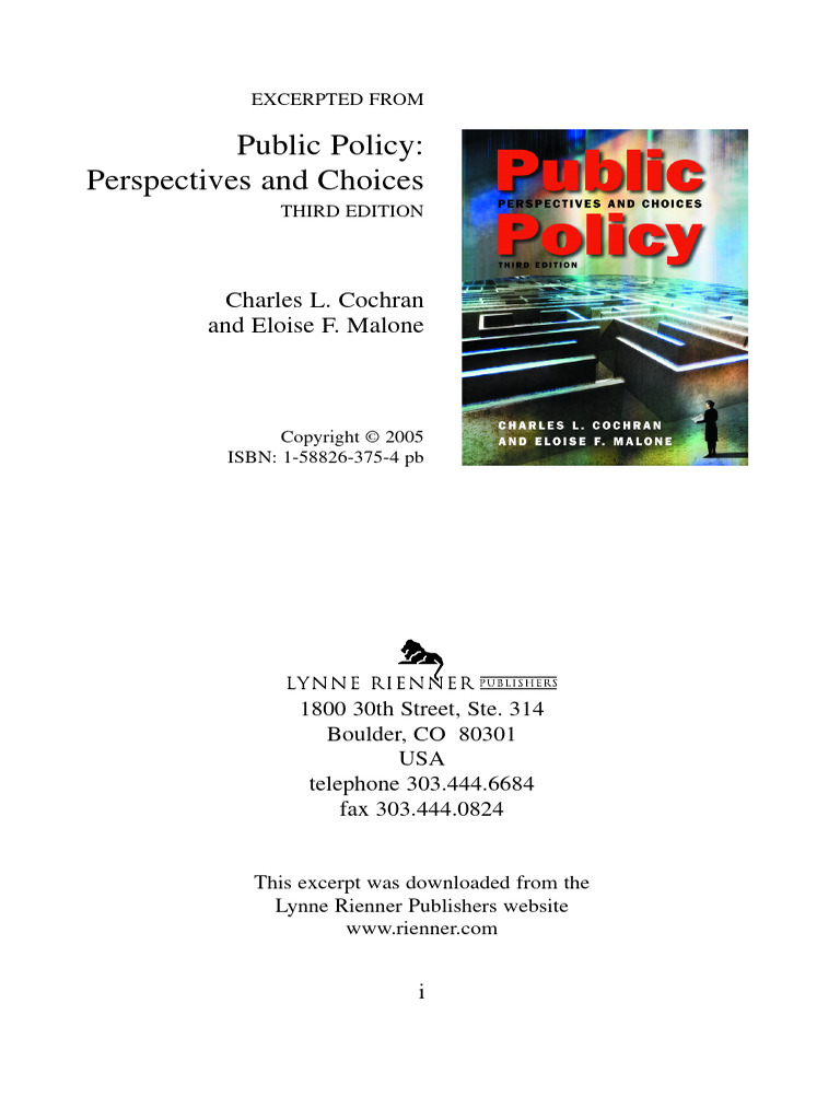 Excellent About Analysis Public Policy Perspective and Choices | PDF ...