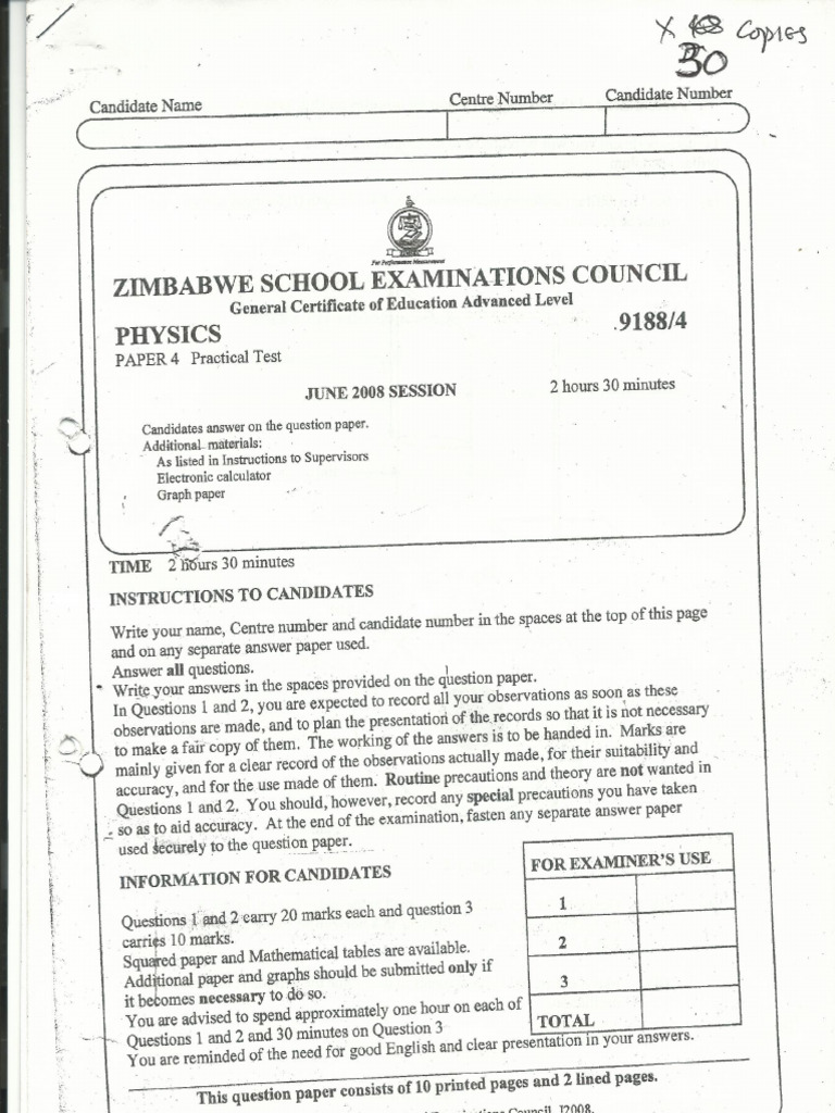 Physo p4 Jun2008 | PDF