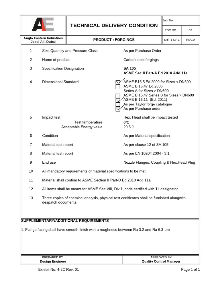 4-2C Technical Delivery Condition | PDF