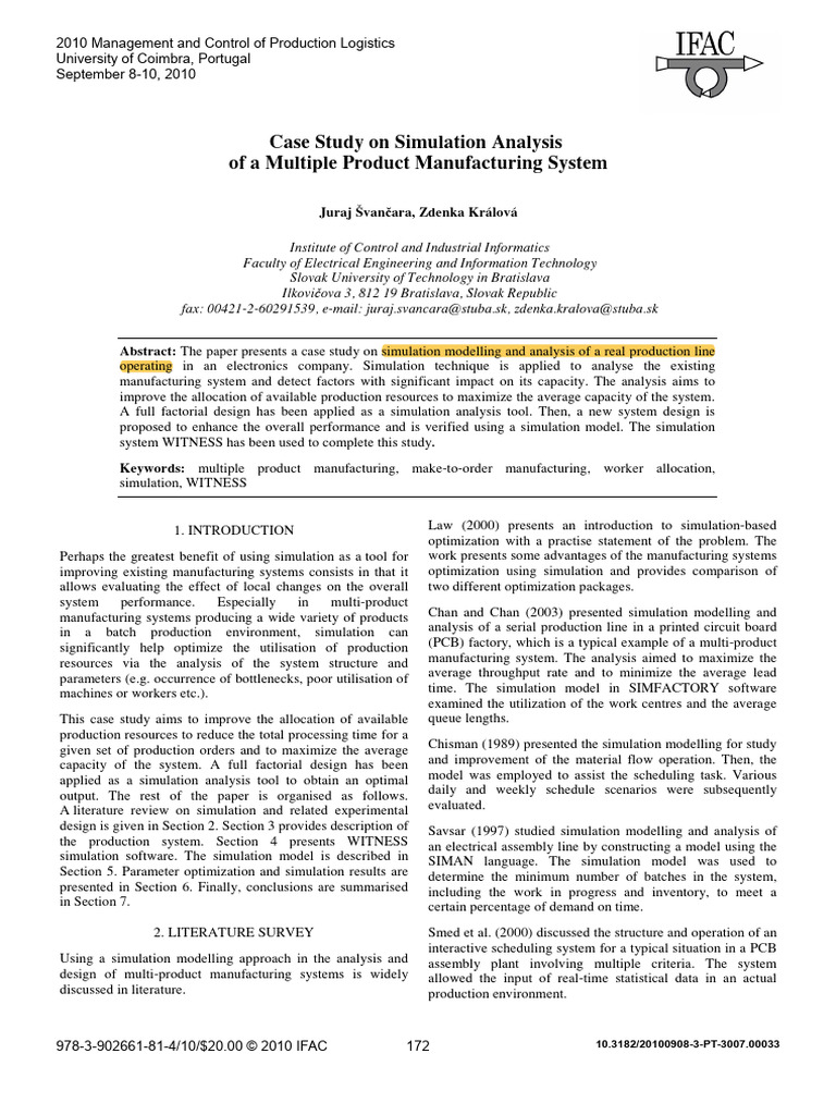 Simulation Analysis of Manufacturing Systems | PDF | Simulation
