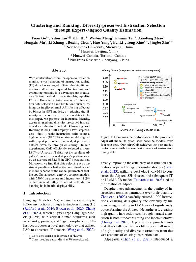 Clustering and Ranking - Diversity-Preserved Instruction Selection Through Expert-Aligned ...