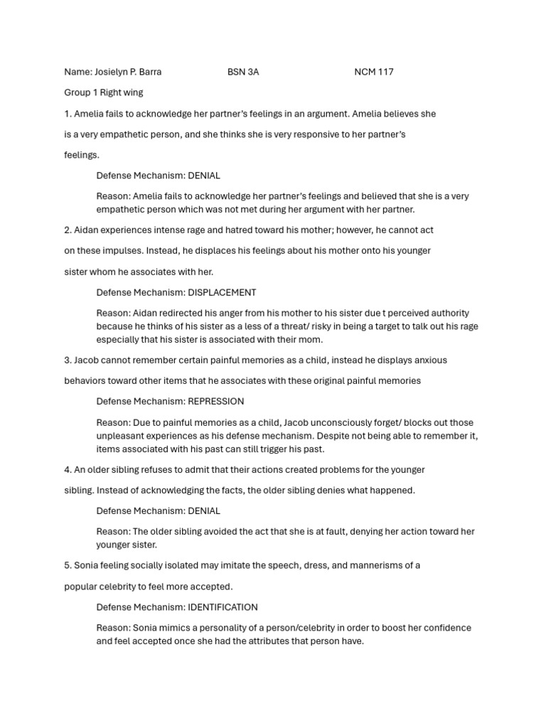 Barra Josielyn P. - BSN 3A | PDF | Feeling | Laughter