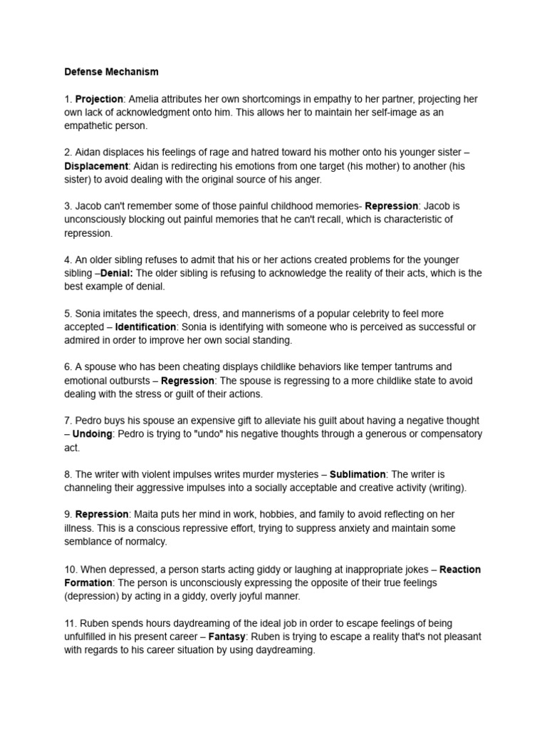 LEA MAE REYES CERVANTES - Defense Mechanism | PDF | Feeling | Empathy