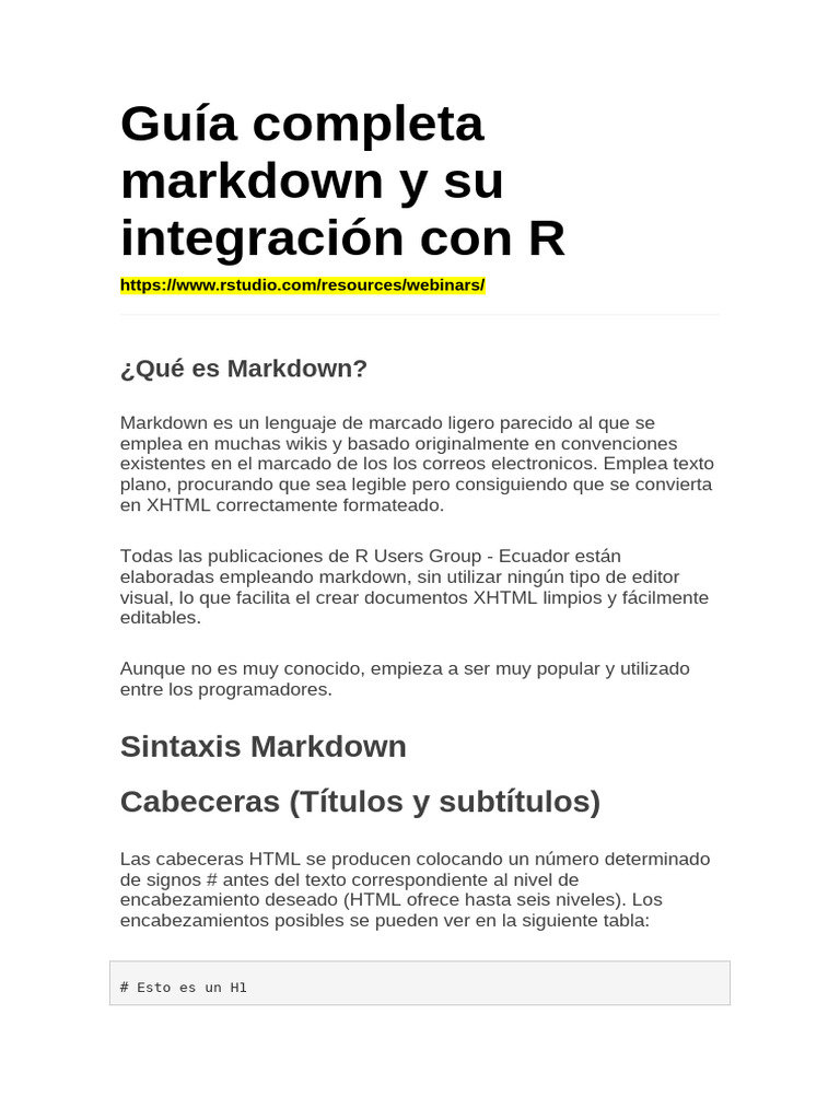 Guía Completa Markdown y Su Integración Con R | PDF | Informática | Ingeniería de software