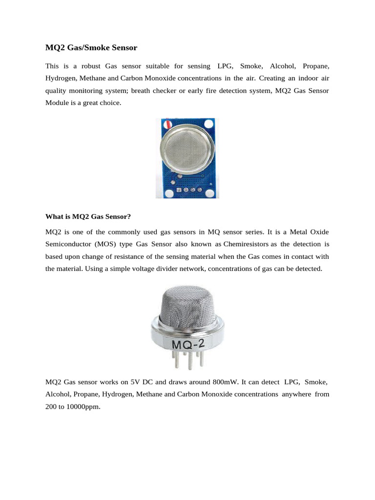 Gas Sensor (MQ2) | PDF | Sensor | Sustainable Technologies