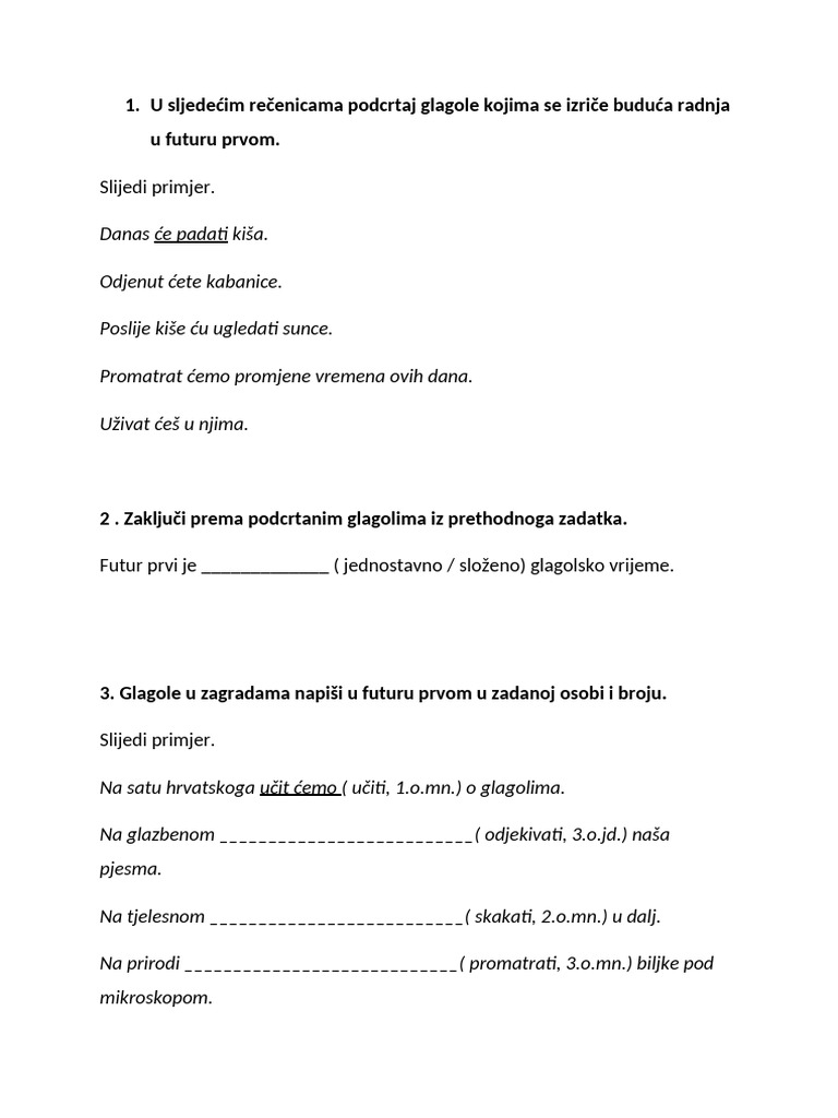 Vježba 2 Glagoli 5c | PDF