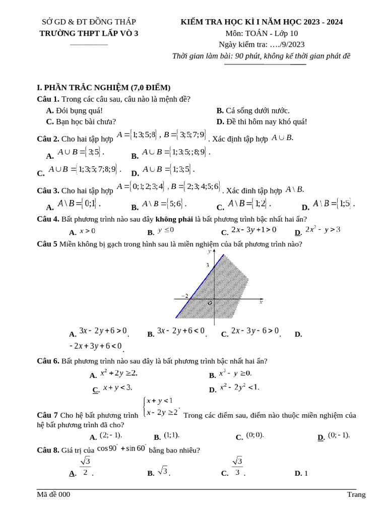 De Toan 10 - CHK1 - LV3 | PDF