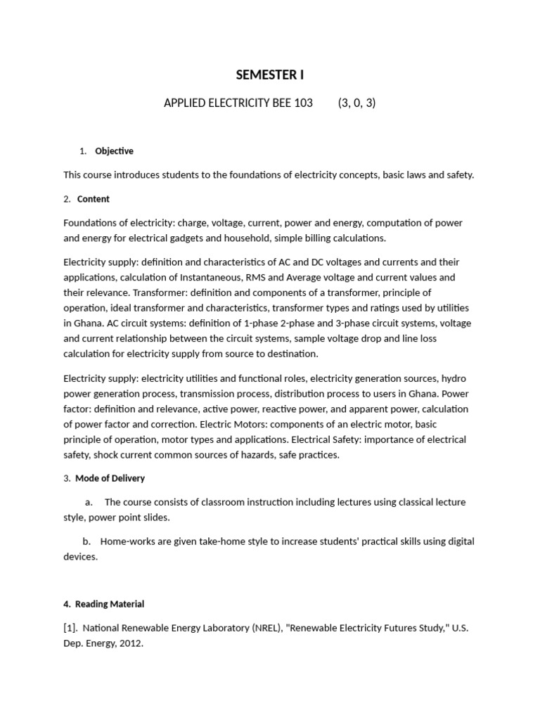 Applied Electricity | PDF