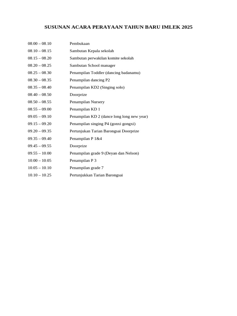 Susunan Acara IMLEK SAS Revisi | PDF