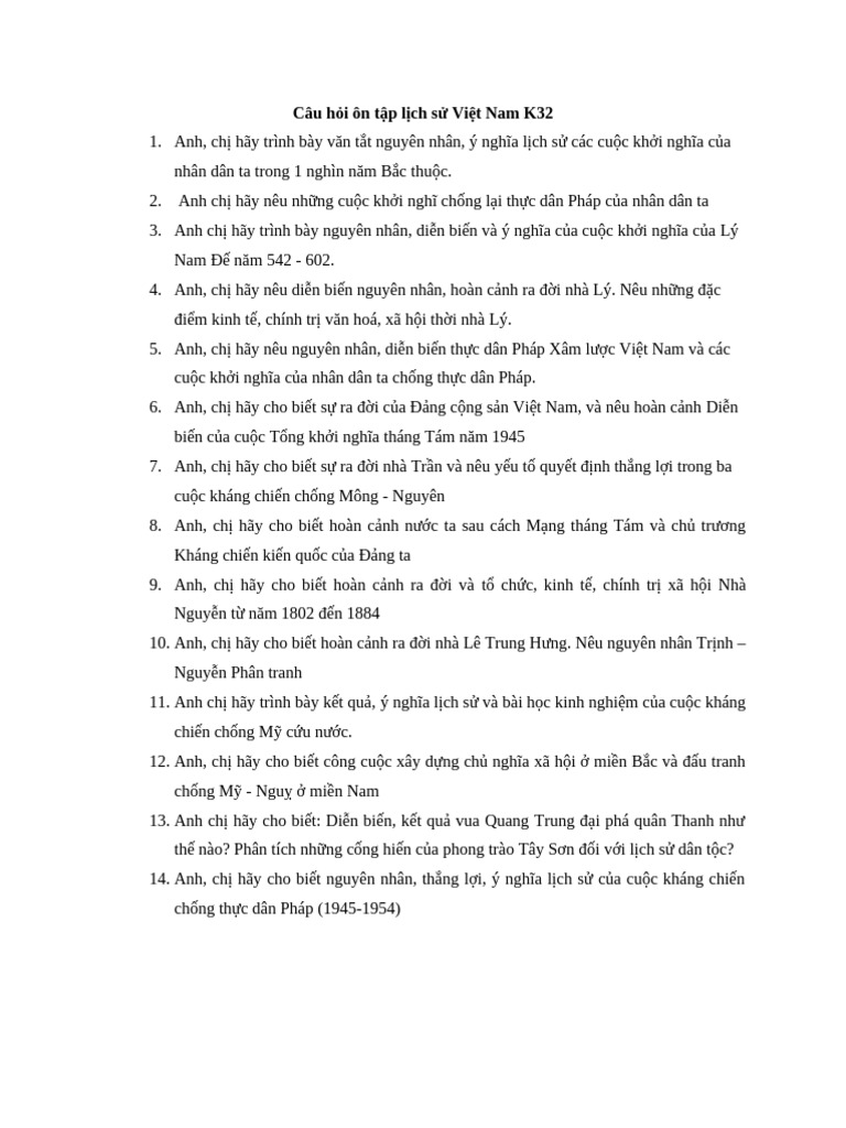 Câu-hỏi-ôn-tập-lịch-sử-Việt-Nam-K32 | PDF