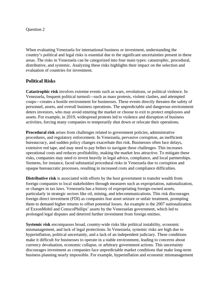 DBM Assignment Question 2 | PDF | Risk | Venezuela