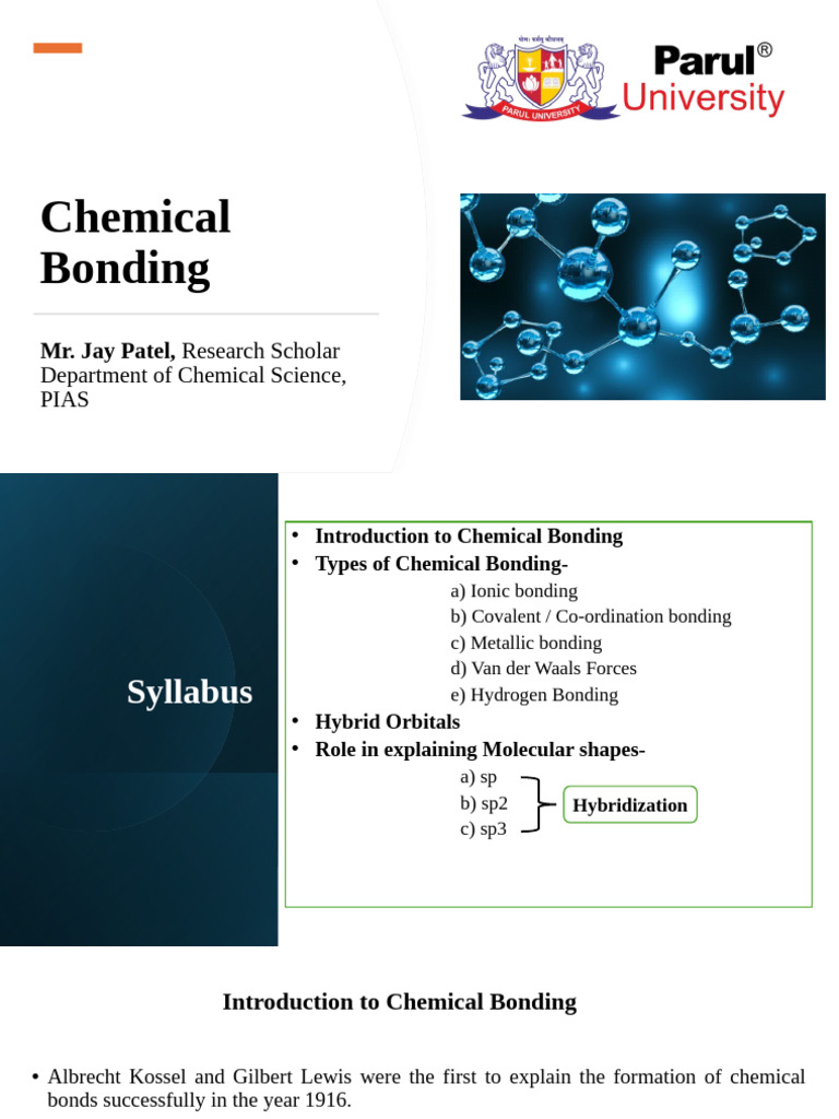 Unit - 3 Chemical Bonding | PDF | Chemical Bond | Intermolecular Force