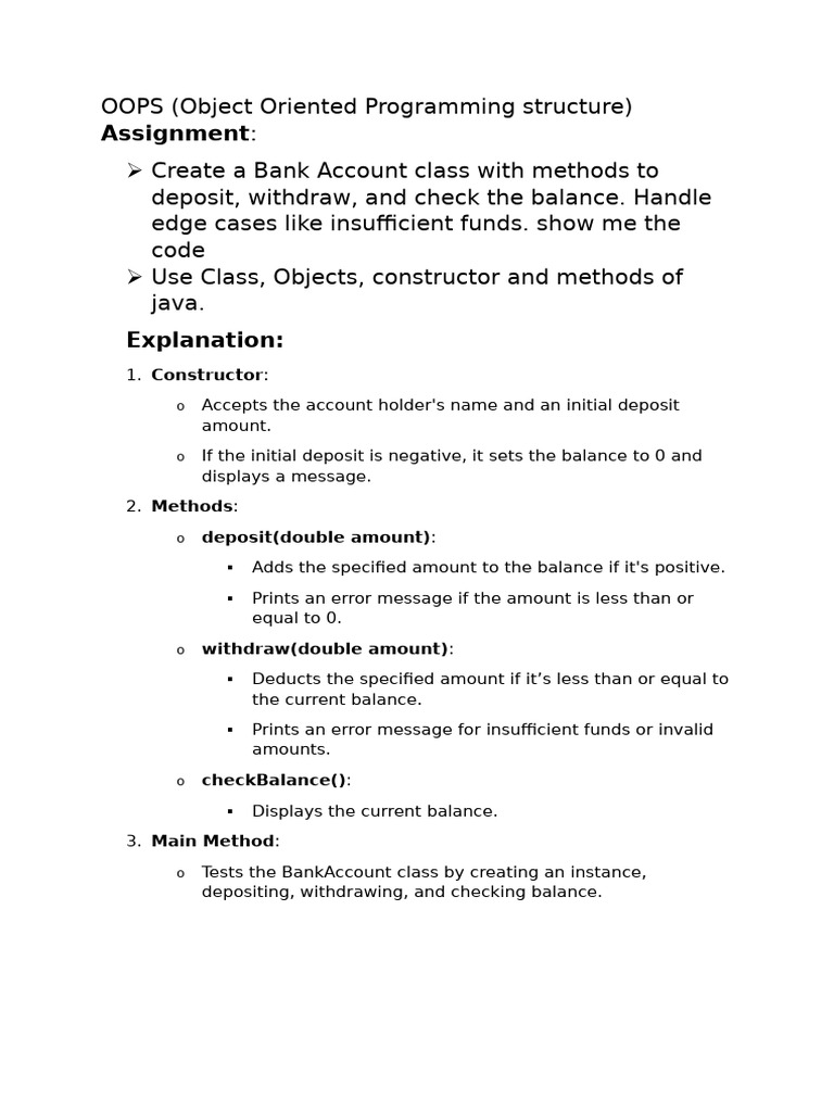 OOPS - Bank - Account - Assign | PDF