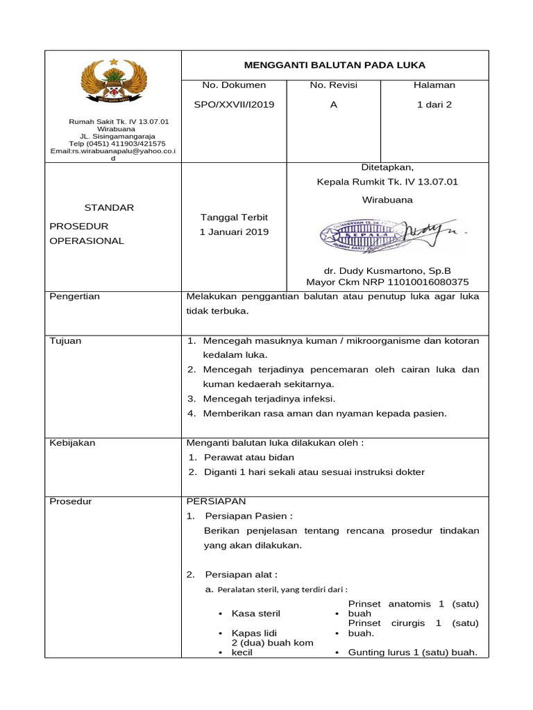 Prosedur Penggantian Balutan Luka | PDF