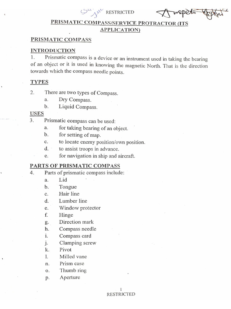 Prismatic Compass and Service Protractor | PDF