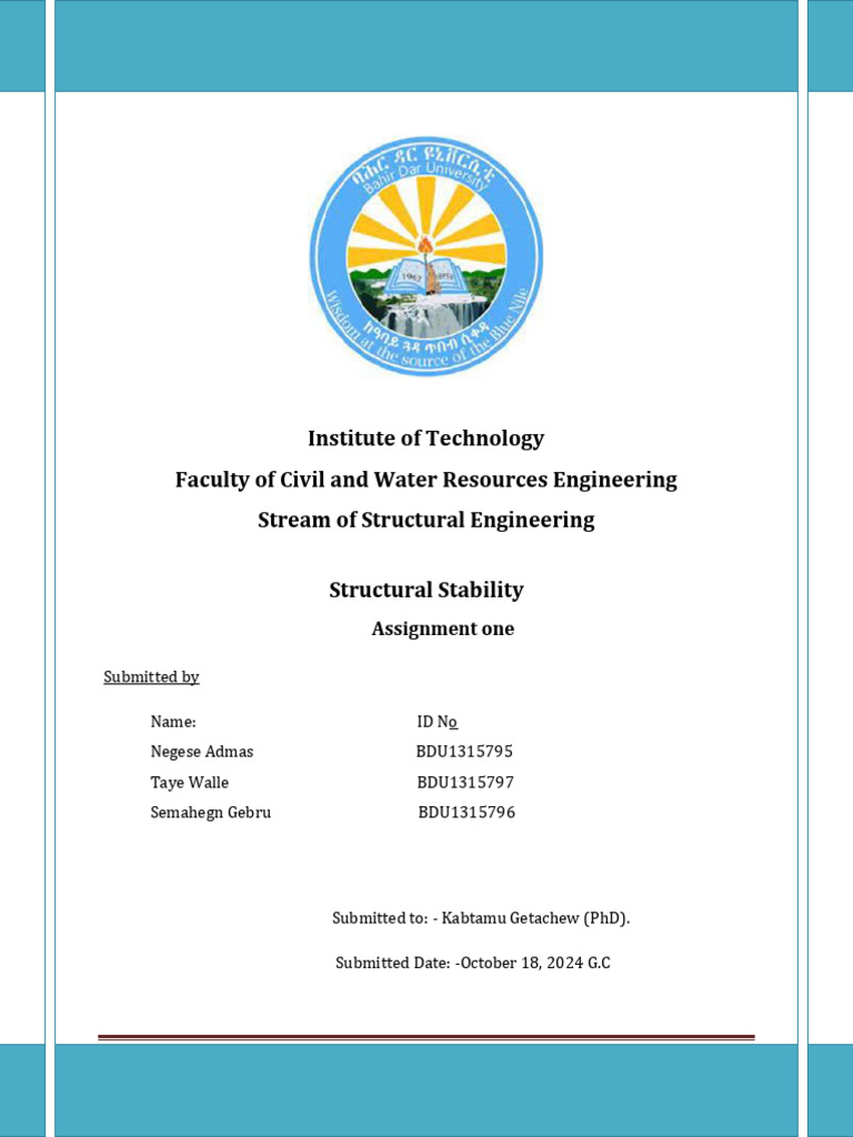 Assignment_of_Structural_Stability,_Negese,_Taye_and_Semahegn | PDF | Buckling | Stability Theory