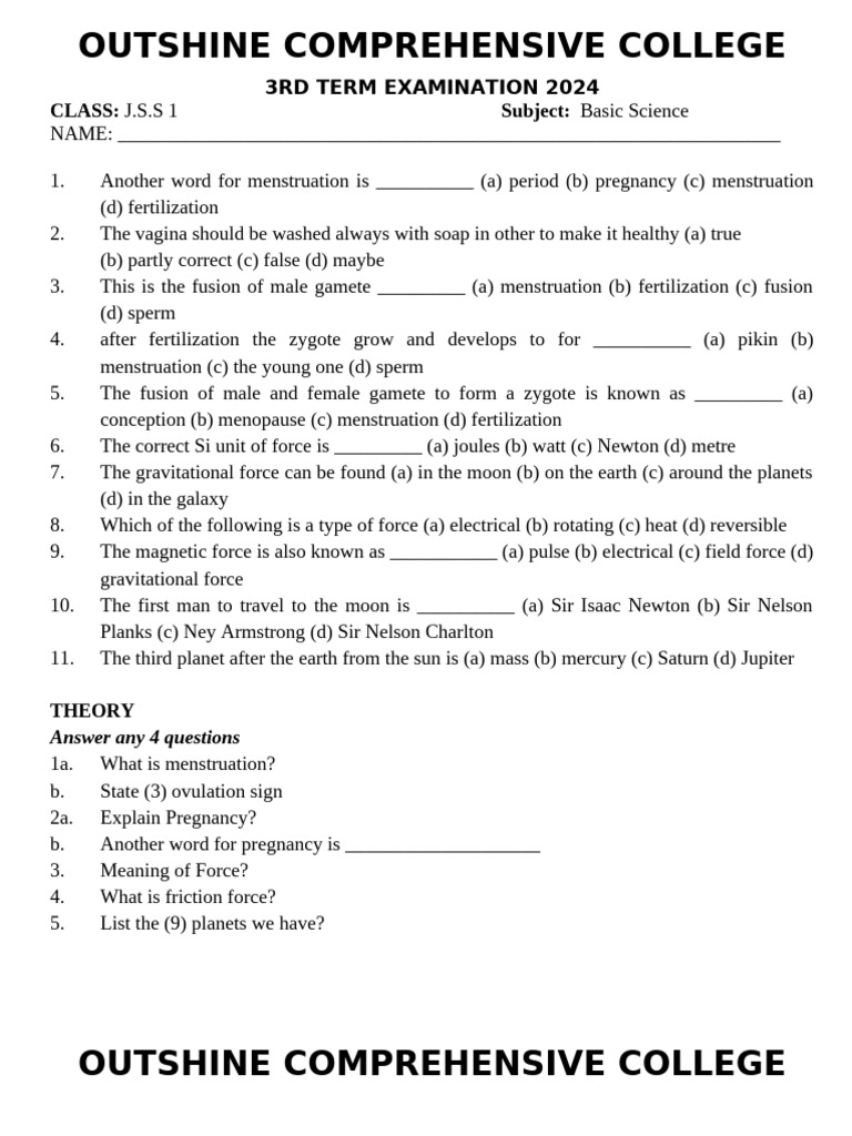 OUT SHINE 3RD TERM EXAM | PDF | Money | Inflation