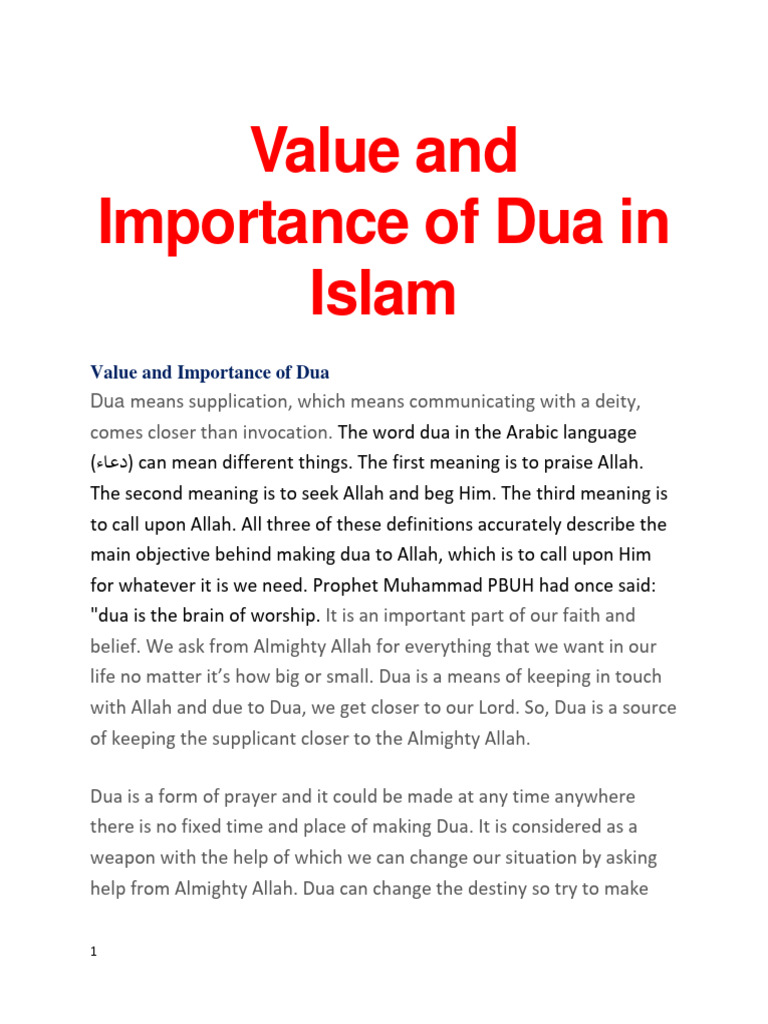 Value and Importance of Dua in Islam | PDF | Abrahamic Religions ...