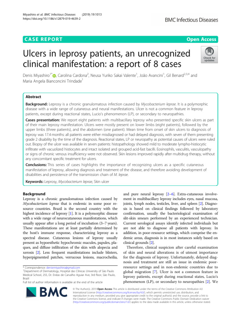 Leprosy-Related Skin Ulcers: Case Study | PDF | Leprosy | Thrombosis