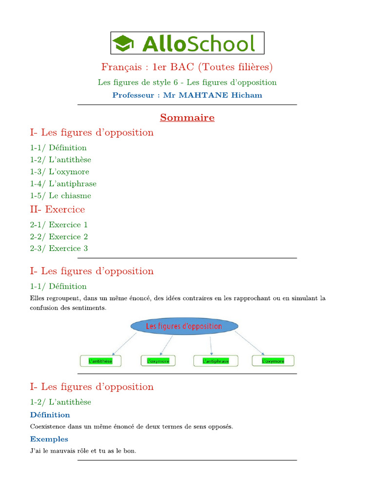 Les Figures de Style 6 Les Figures D Opposition | PDF