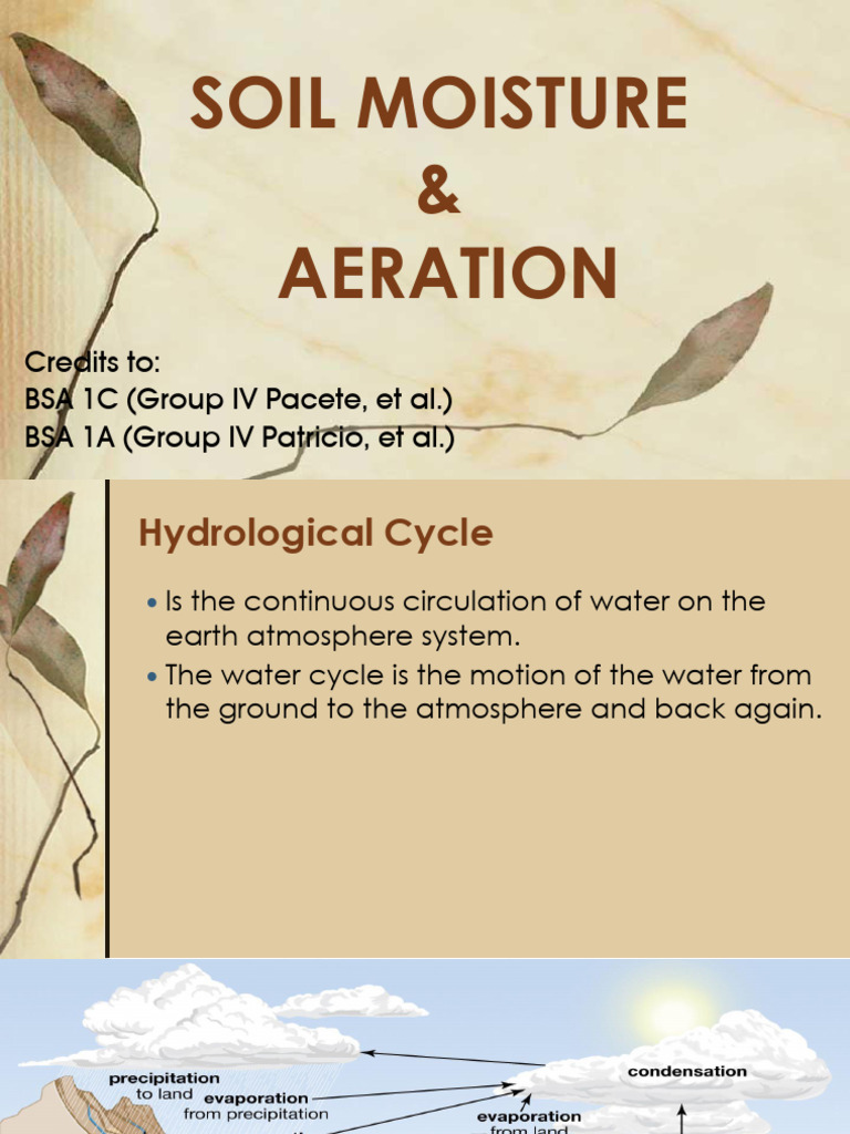 Soil Moisture and Aeration Explained | PDF | Soil | Groundwater